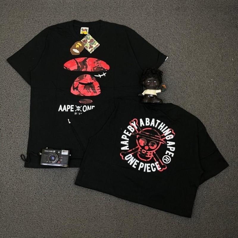 Aape By A Bathing Ape Bape One Piece Red Camo Face Black Tee T-Shirt T ...