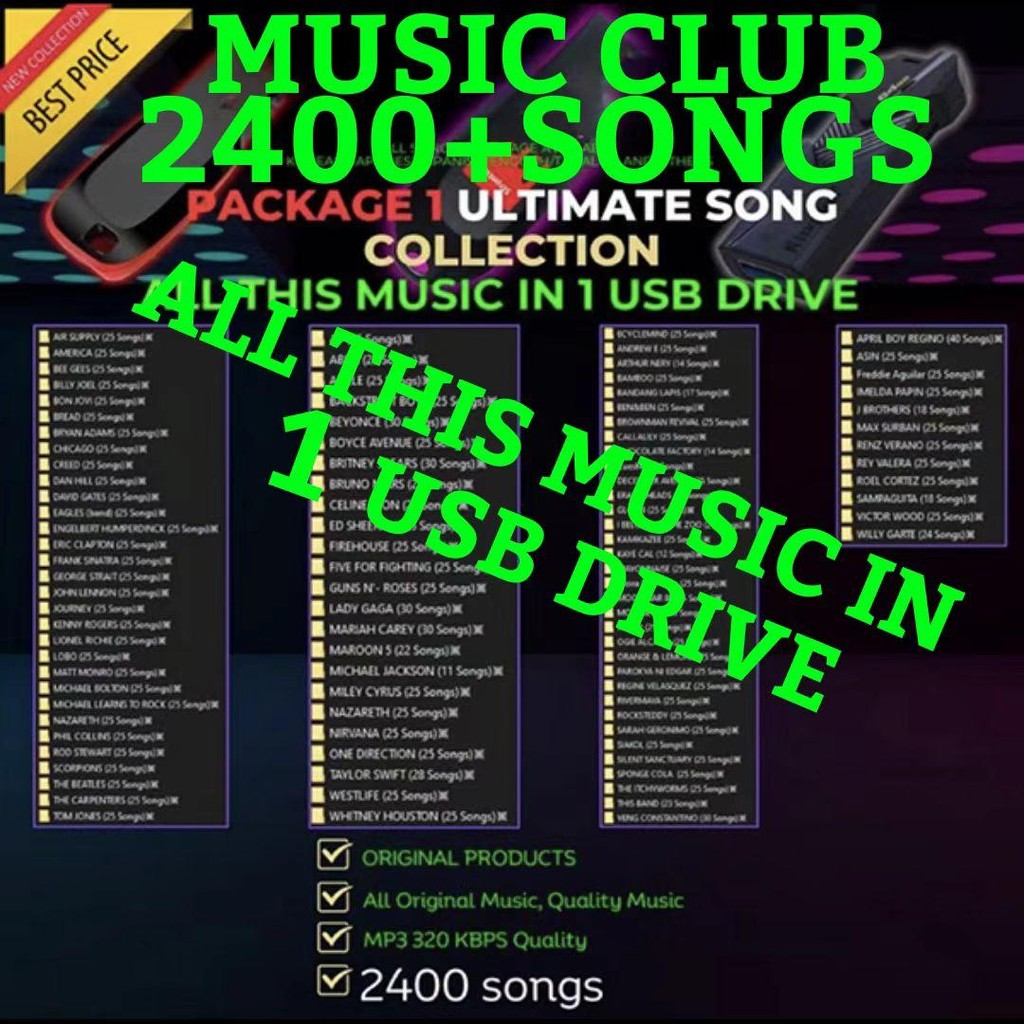 BEST SELL 2400+SONGS ALL THIS MUSIC IN 1 USB FLASH DRIVE WITH ...