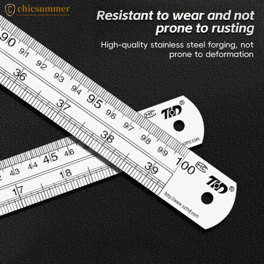 CHICSUMMER 6/8/12Inch Dual-Read Ruler Dual-Scale Heavy-Duty Precision ...