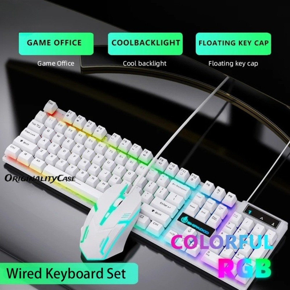 Wired USB RGB Gaming Keyboard and Mouse Set Colorful Backlight ...