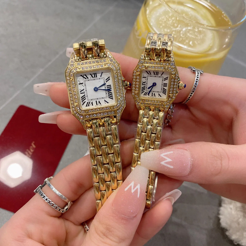 Diamond Cheetah Small Square Quartz Ladies Butterfly Buckle Watch ...