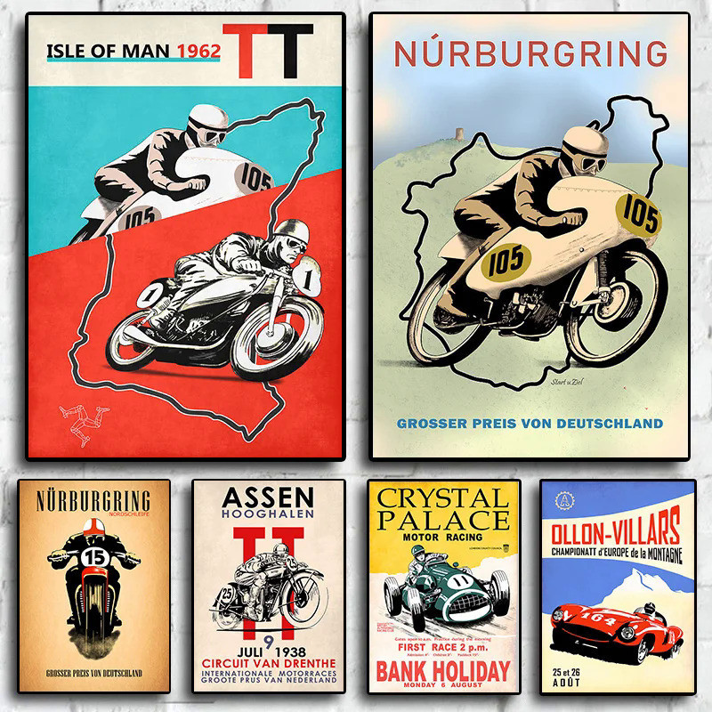 80s Vintage Motorcycle Grand Prix Poster F1 Racer Car Posters Aesthetic ...