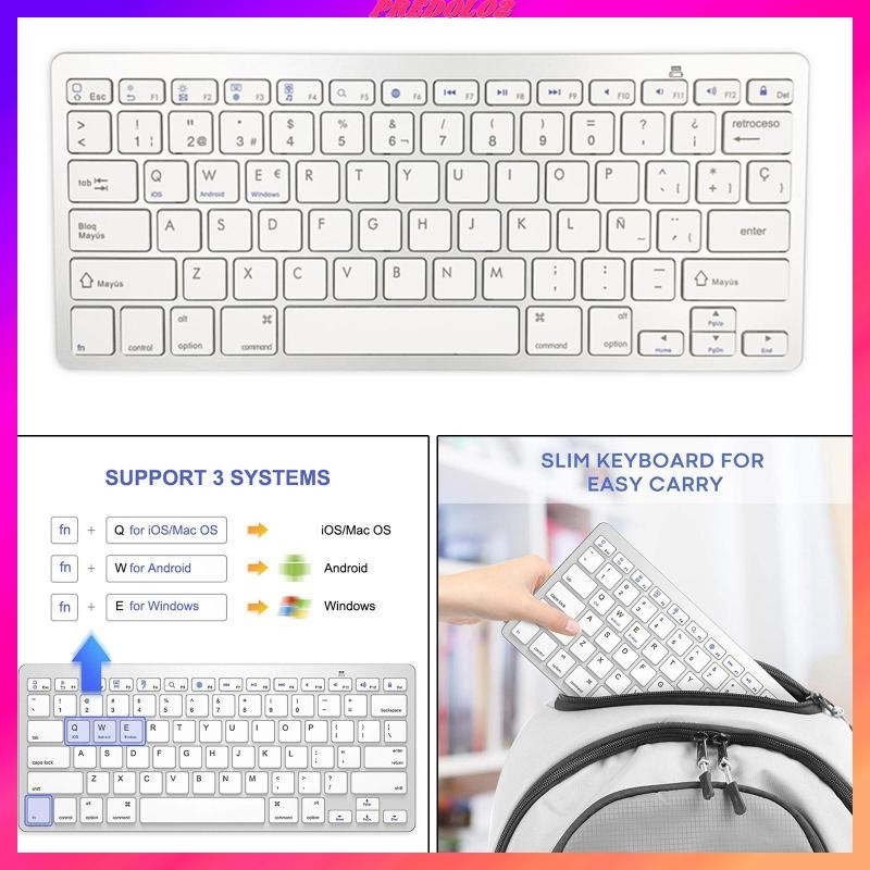 [Predolo2] 78 Key Wireless Bluetooth Keyboard Keypads Spanish for IOS ...