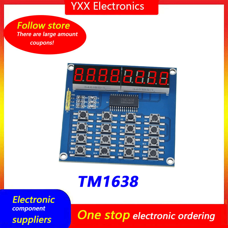 3-wire control 8-bit LED keyboard scanning display module microcontroller module TM1638 | Shopee ...