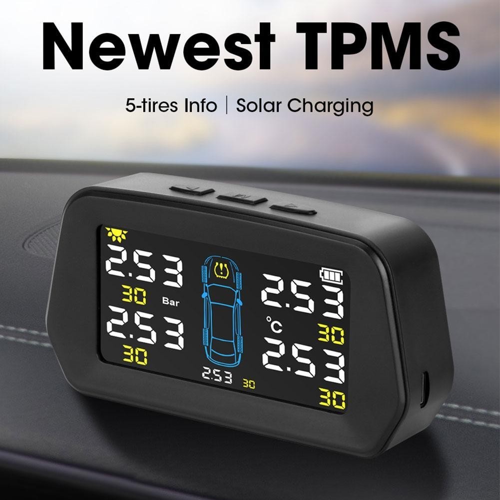 Wireless Solar TPMS Car Tire Pressure Alarm Monitor System Auto Security Alarm Systems Tyre ...