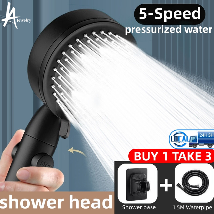 3 In 1 Shower Head Set 5-speed Booster Shower with Hose Portable ...