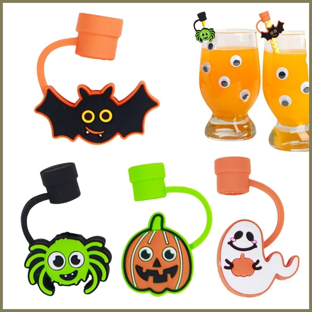 Straw Toppers Halloween 4pcs Bat Straw Toppers for Tumblers Spider ...