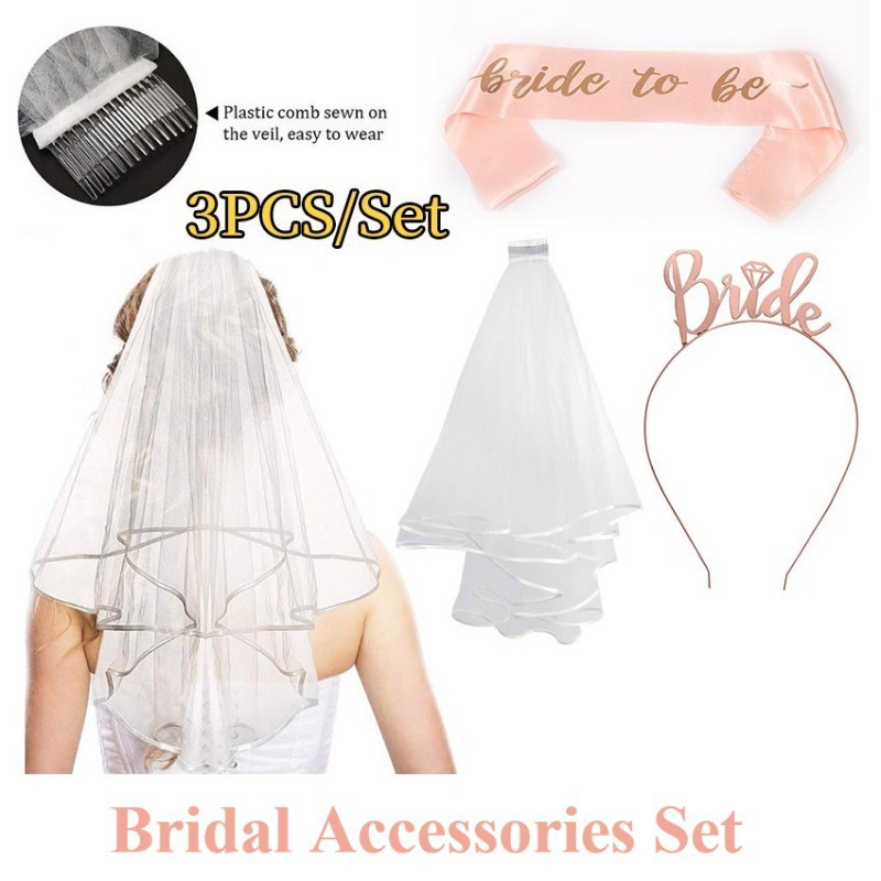 Bridal Bachelorette Party Decorations Kit Bride To Be Bridal Theme Veil ...