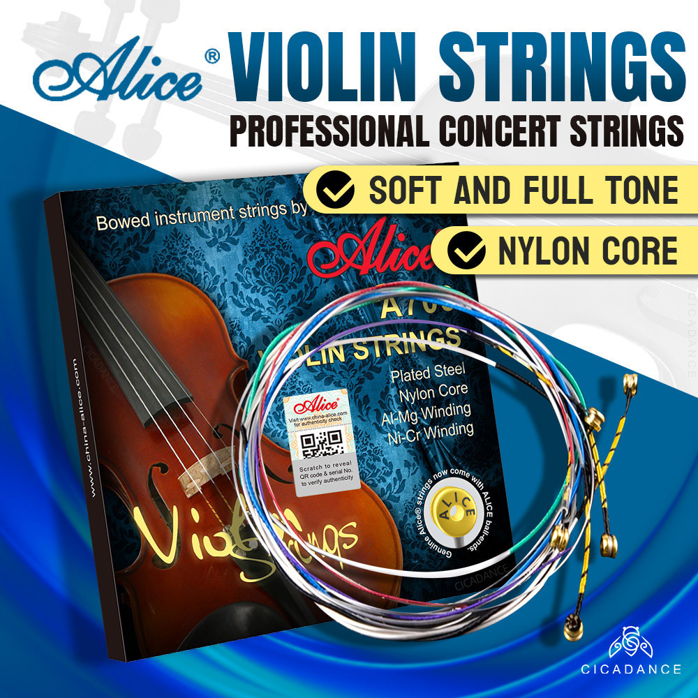 Alice 4/4 Violin Strings Set Nylon Core Individually Packaged for ...