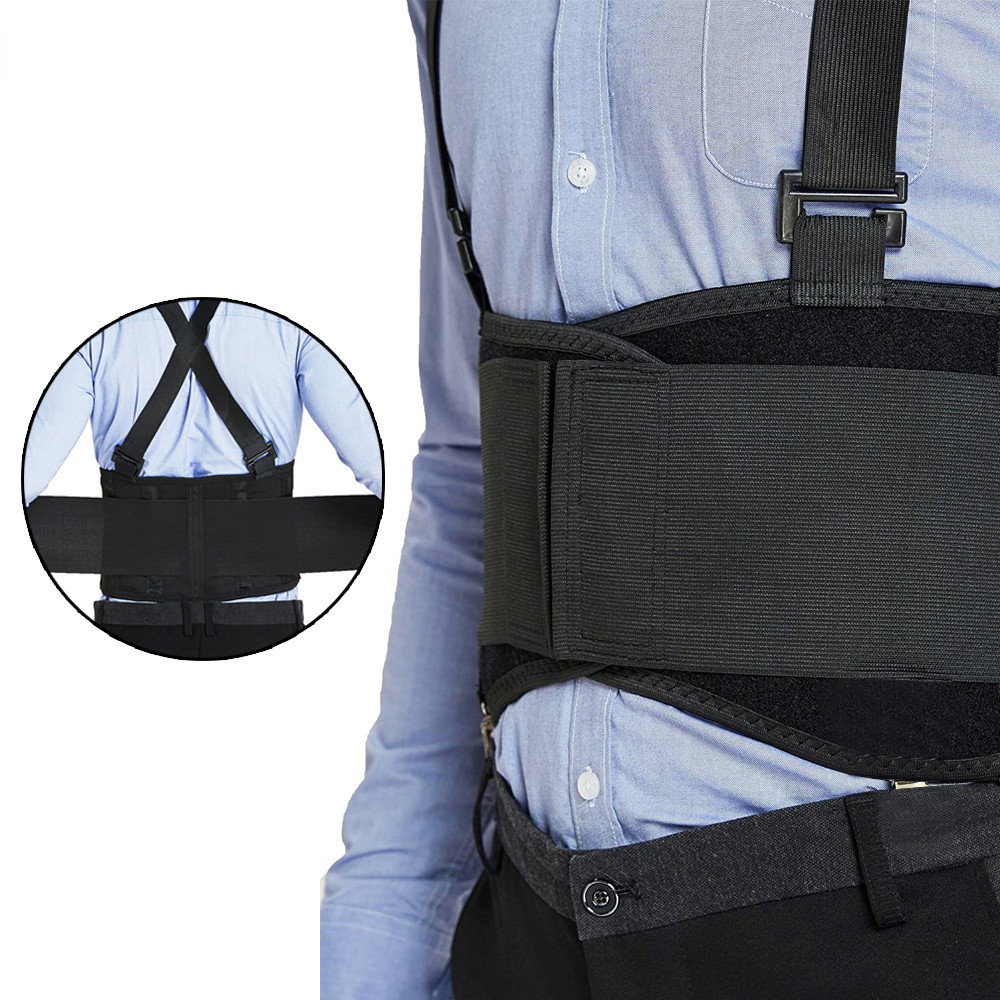 Adjustable Lower Back Brace with Shoulder Straps Women Men Pain Relief ...