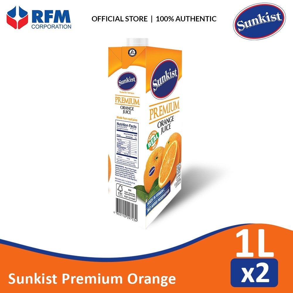 Sunkist Premium Orange Juice 1L - Set of 2s | Shopee Philippines