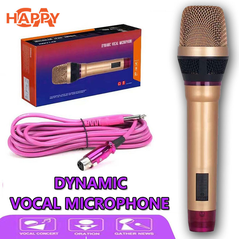 Karaoke Dynamic Microphone Gold Professional Wired MIC MicSystem For ...