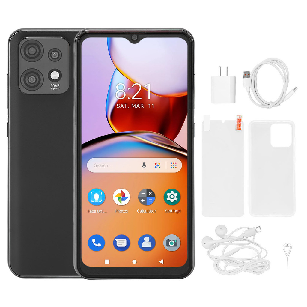 Unlocked Smartphone 5G WiFi 6.53 Inch HD Screen Face Recognition 8GB ...