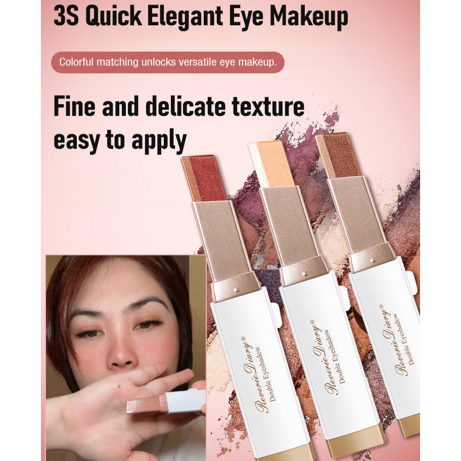 Velvet Glitter Gradient Dual-Color Eyeshadow Stick/Waterproof ...