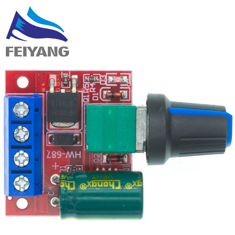 Mini 5A PWM Max 90W DC Motor Speed Controller Board Module DC-DC 3V-35V Speed Control Switch LED ...