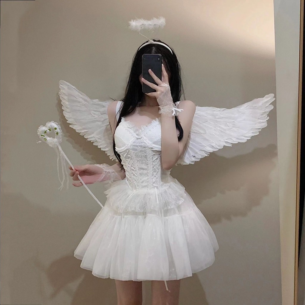 Angel Wings Halo and Fairy Wand for Kids Angel Costume Feather Wingsare ...