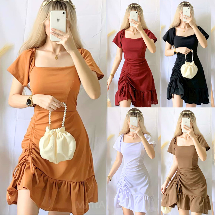 Shop4Her | TIFFANY Plain Ruffles Dress For Women Free Size Crepe ...