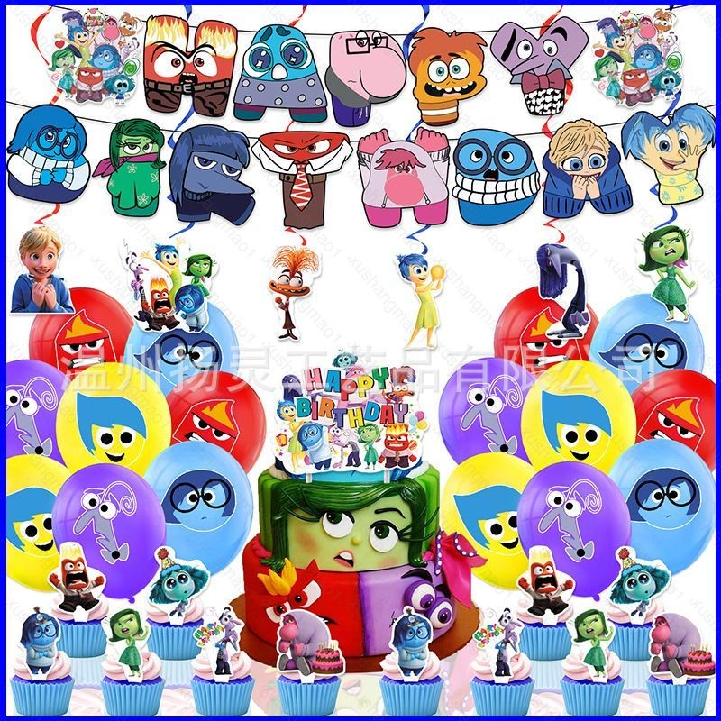 XU1 Inside Out 2 themed decoration celebrate birthdayhappyparty banner ...