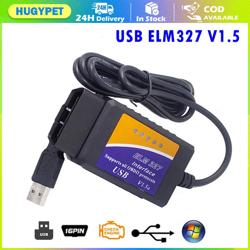 Car Diagnostic Cable Support Most OBDII Protocols ELM327 USB V1.5 V2.1 Bluetooth OBD2 Auto ...