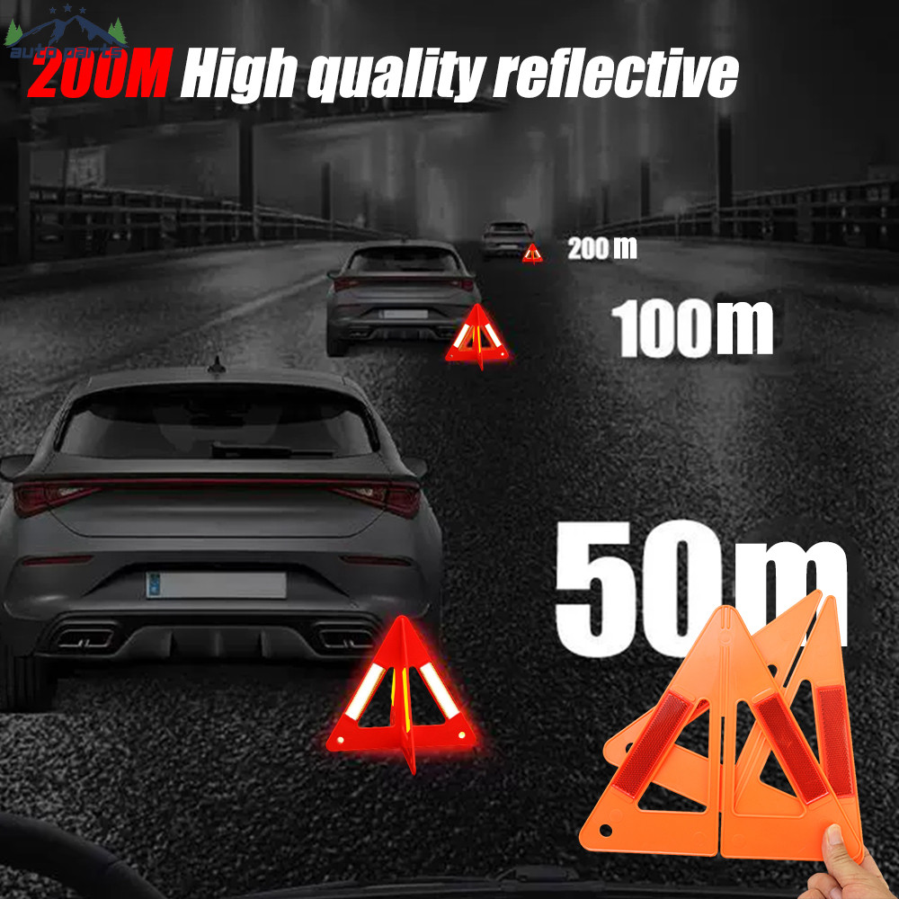 1/2 Sets Warning Road Safety Triangle Kit - Super Reflective Red Tripod ...