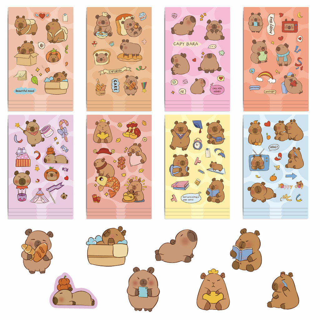 DIY ins Style Notebook Phone Laptop Emoji Stickers 8pcs KAPIBARA ...