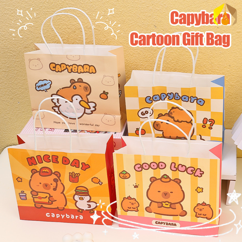 Portable Foldable Cartoon Handheld Shopping Bag - Cute Capybara/Crayon ...
