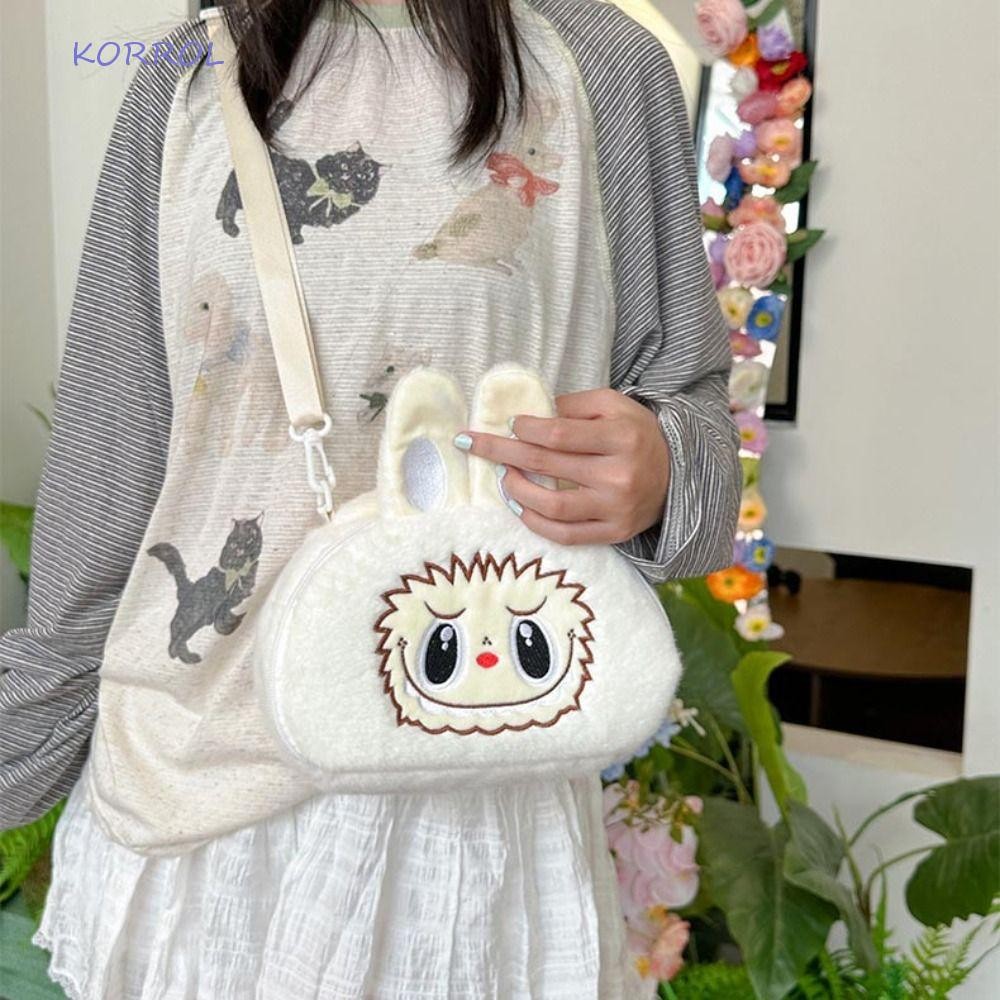 KORROL Labubu Plush Crossbody Bag, Japanese Kawaii Labubu Fluffy ...