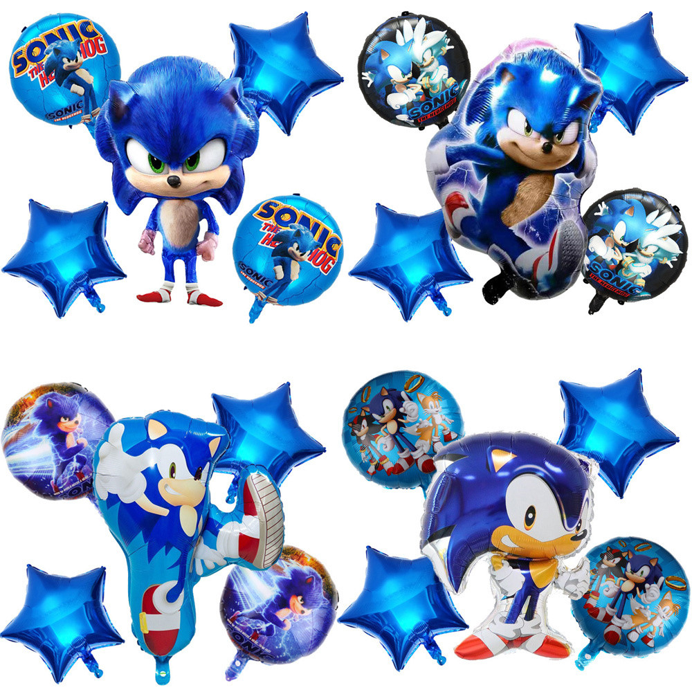 5PCS Sonic The Hedgehog Foil Balloons Multicolor Sonic Balloons Sonic ...