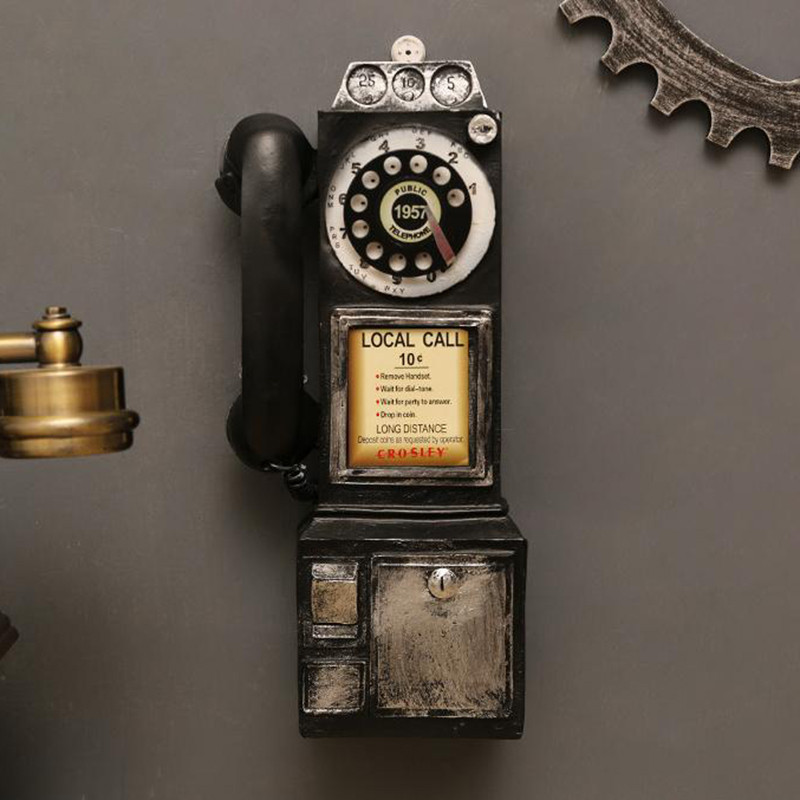 AFPH Vintage Rotary Wall-Mounted Resin Telephone Figurine Booth ...