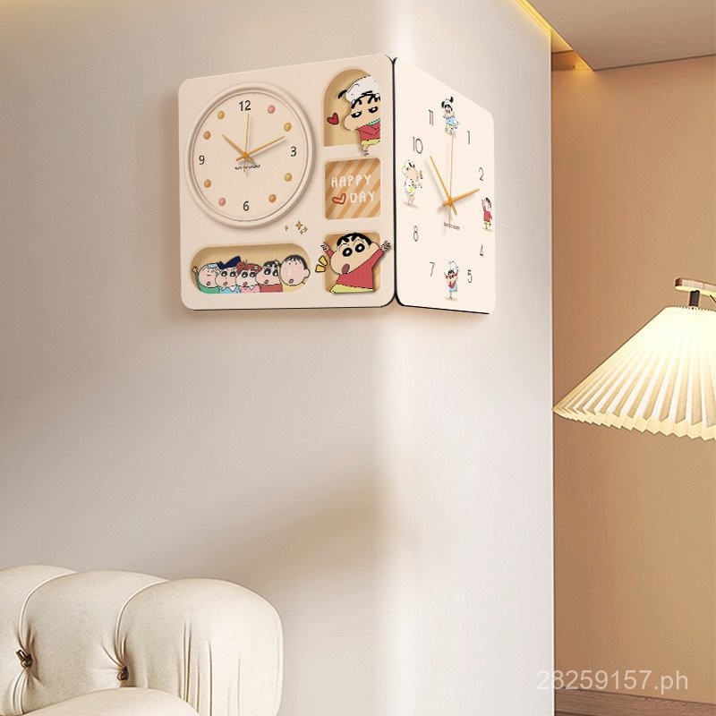 2024New Cartoon Crayon Shin-chan Corner Clock Double-Sided Corner Wall ...