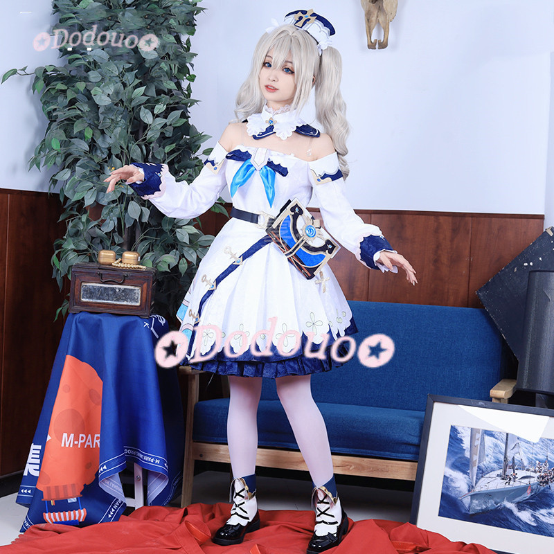 Genshin Impact Barbara Cosplay Costume Wig Full Set Halloween Party ...