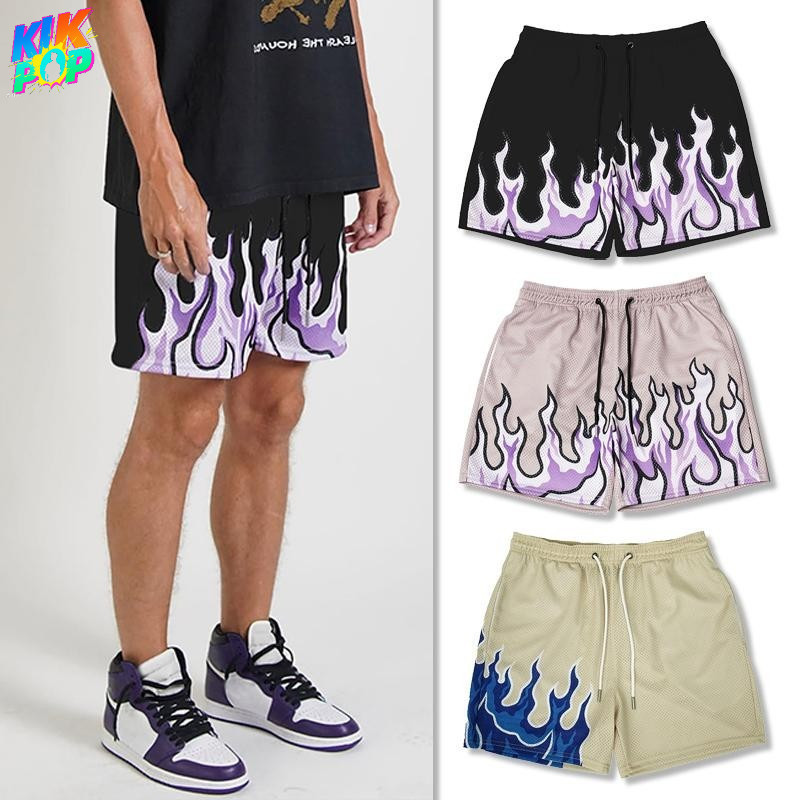 Local Delivery 2025 New Men's Fire Print Basketball Shorts American ...
