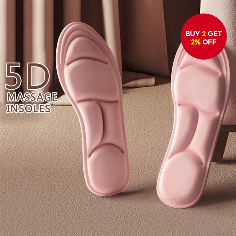 5D Massage Memory Foam Insoles, Breathable Cushion Pads For Shoes ...