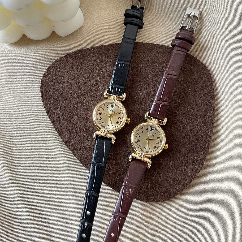 Mini Small Brown Watch Retro Ladies Light Luxury Niche Art Medieval ...