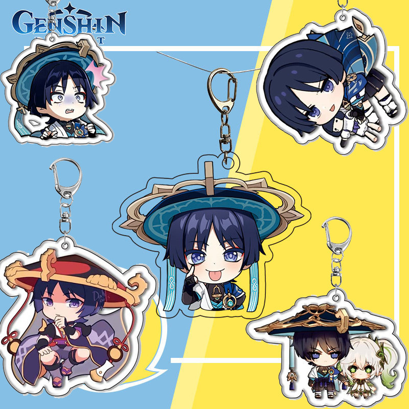 Game Genshin Impact Keychain Double Side Arcylic Cartoon Scaramouche ...
