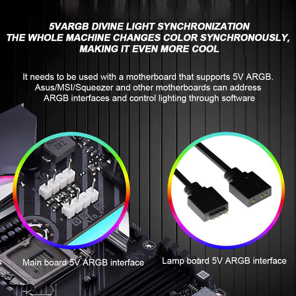 5V 3Pin ARGB Sync PC Cables 8Pin 24Pin PSU RGB Cable Extensions LED ...