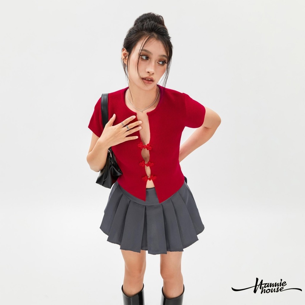 HANNIE House- Women Solid Color Plunging V-Neck Open Front Buckles ...