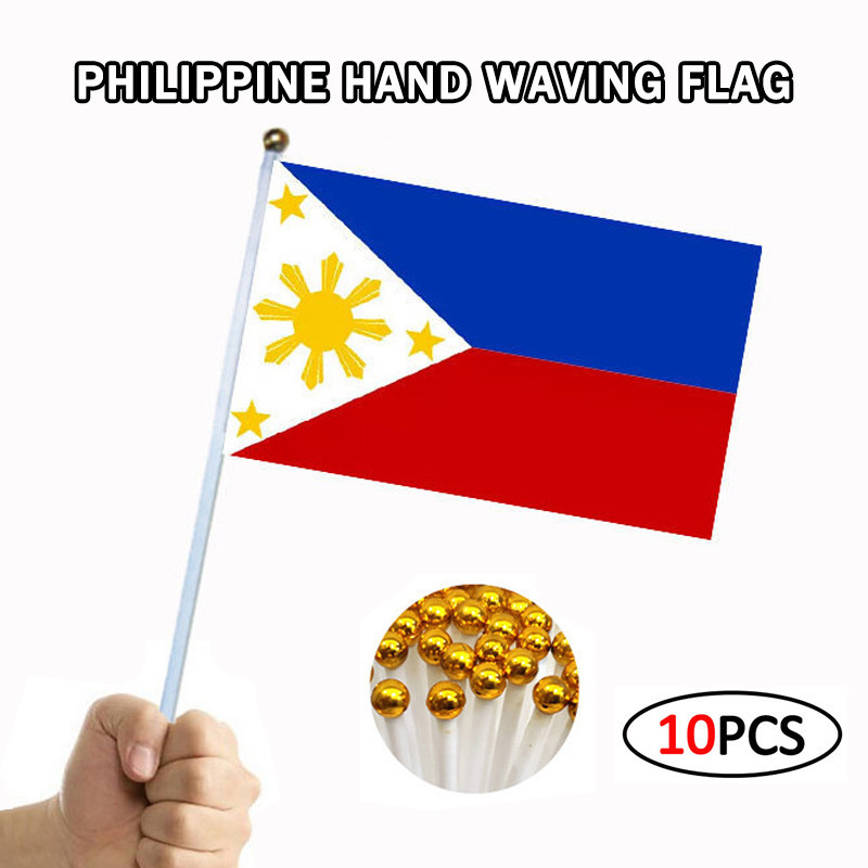 10 PCS Philippine Flag MINI Nylon HAND WAVING SMALL FLAG | Shopee ...