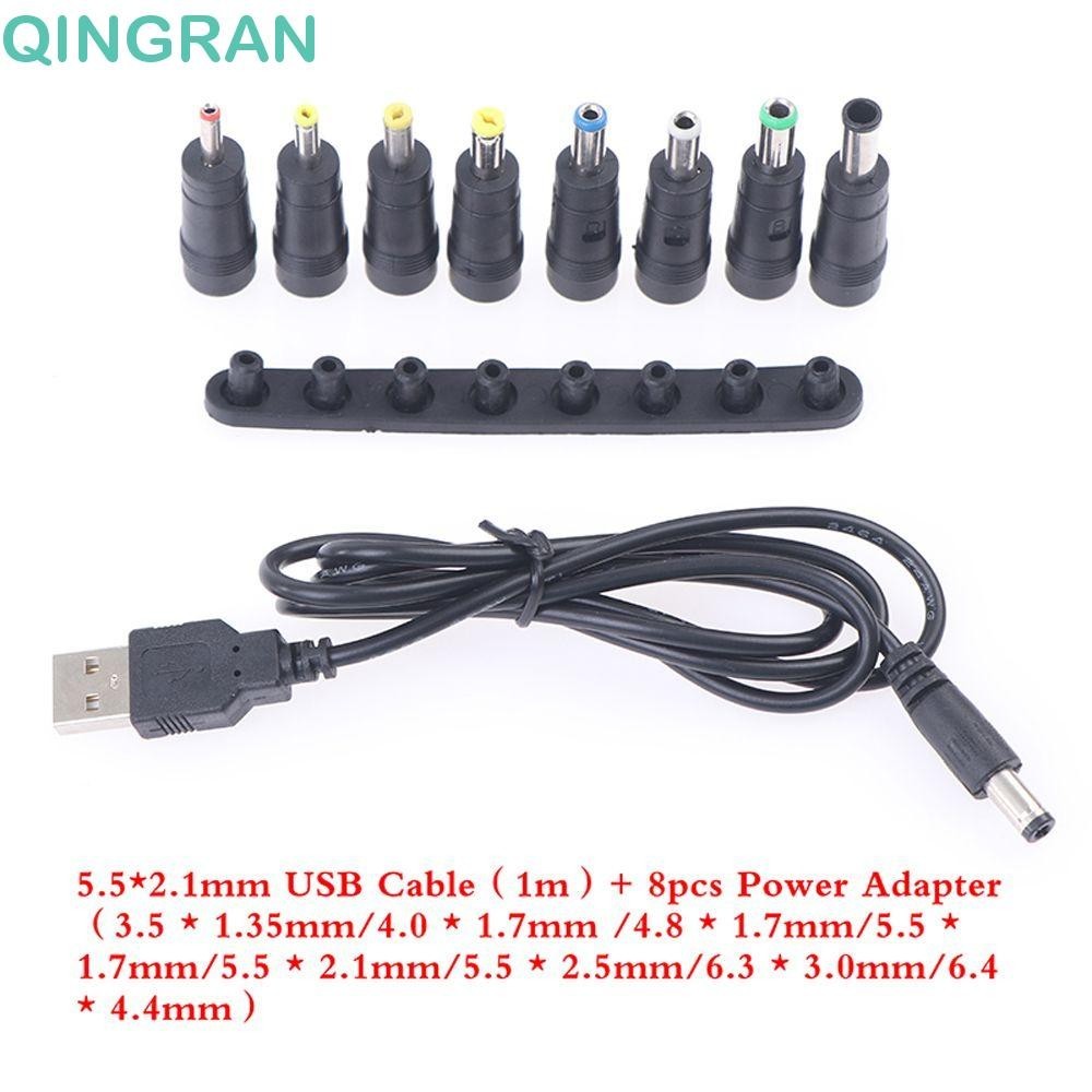 QINGRAN Interchangeable Plugs 8pcs 1m Cable Laptop Power Adapter ...