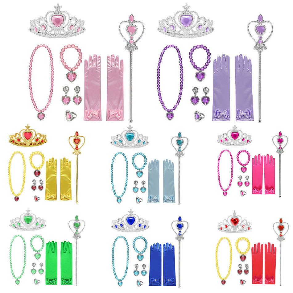 Girls Cosplay Elsa Anna Princess Crown Magic Wand Costume Headband ...