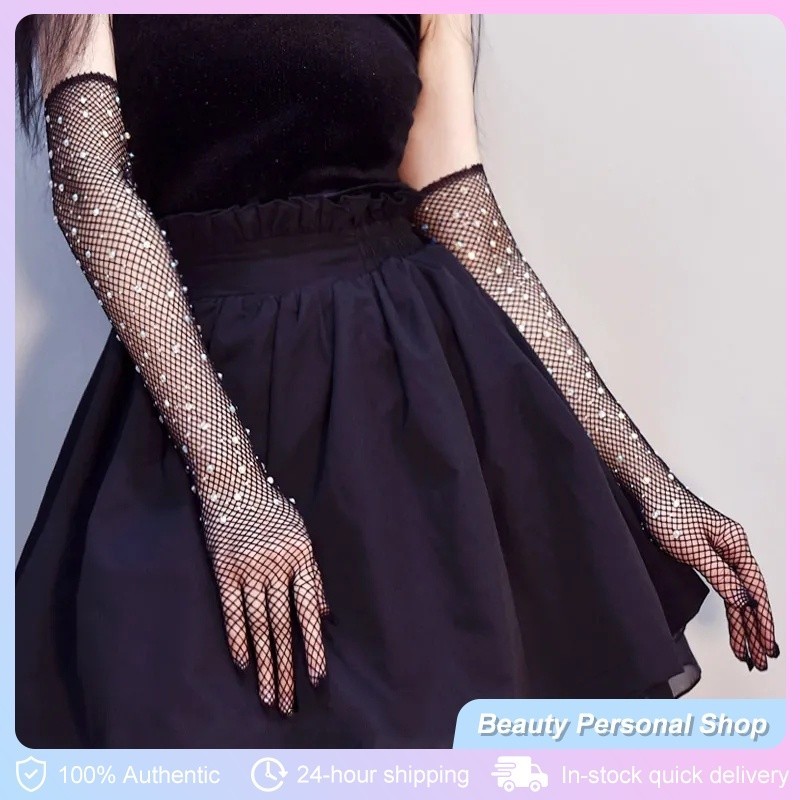 Sexy Flash Diamond Mesh Gloves Fashion Stretch Diamond Ladies Black ...