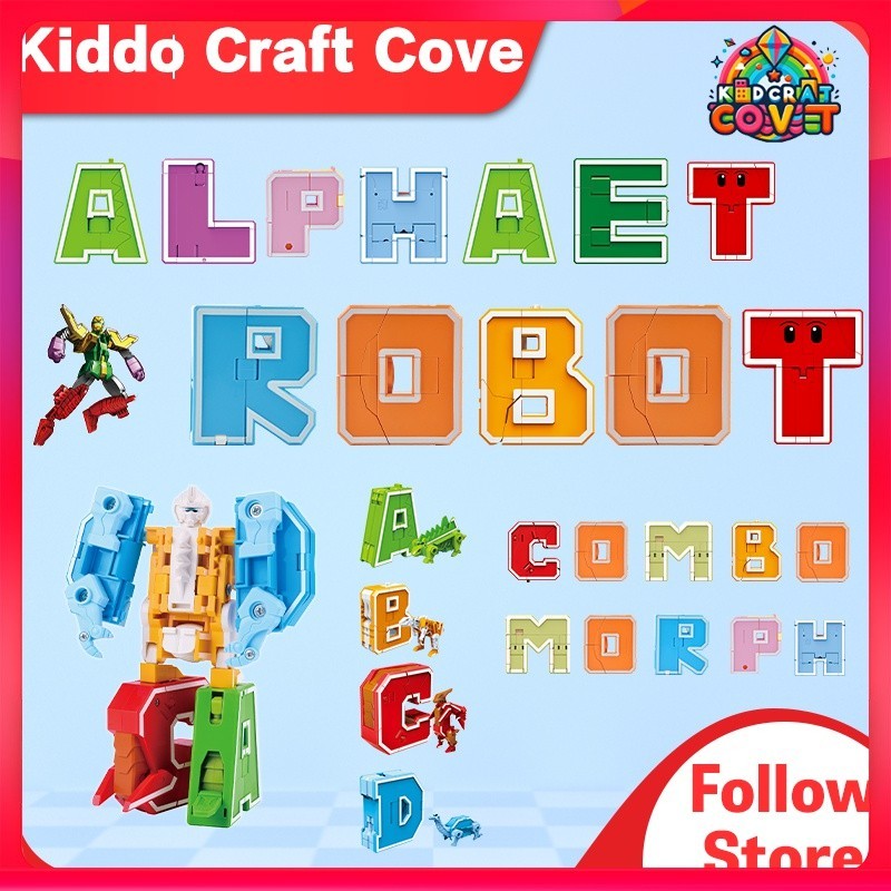 【Jenga Knight】Robot Toys alphabet transformer alphabet robot Letter ...
