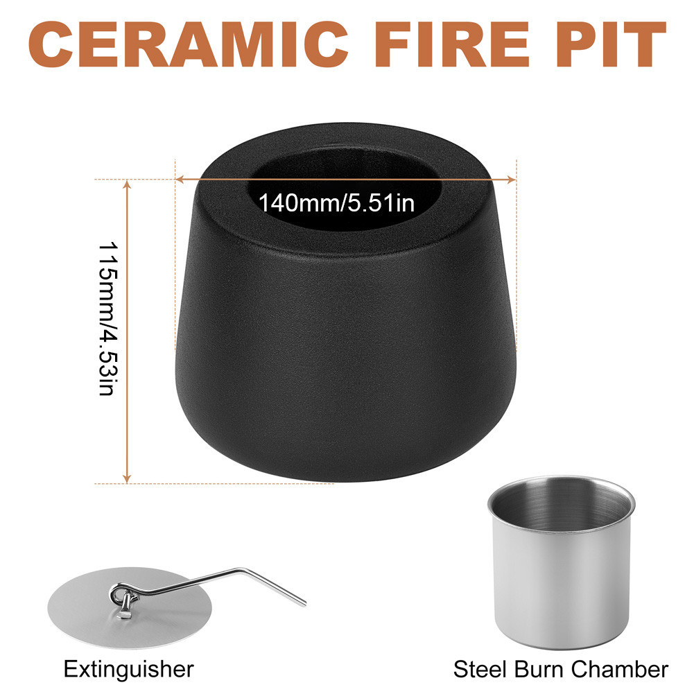 Portable Ethanol Fire Pit Ceramic Tabletop Fire Pit Smokeless Ceramic ...