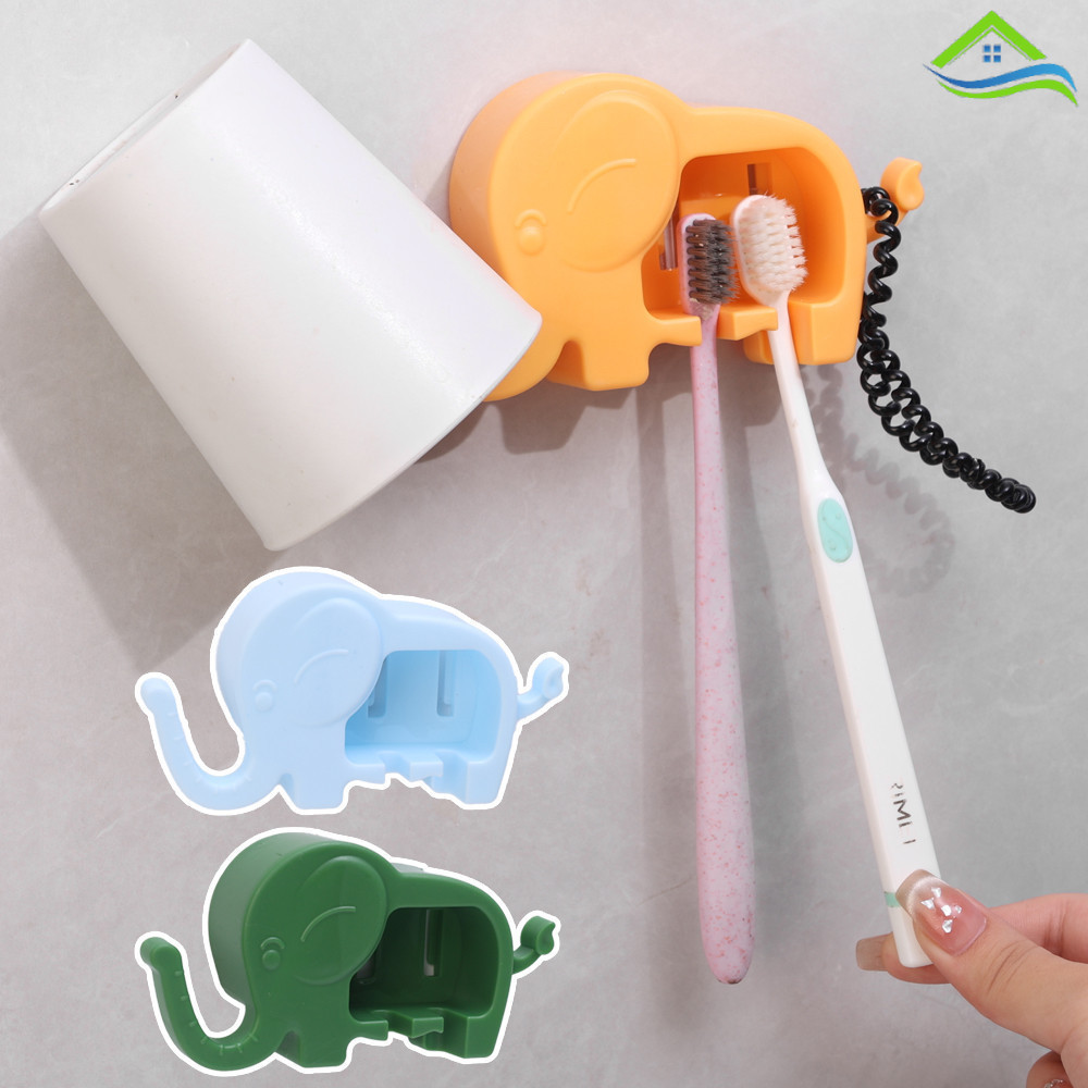 Cute Elephant Shaped Plastic Bathroom Toothbrush Holder - Practical ...