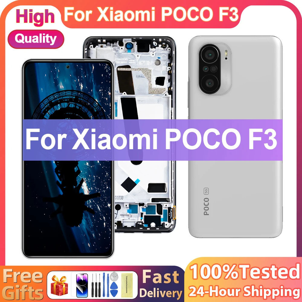 AMOLED 6.67'' For Xiaomi Poco F3 LCD Display With Frame Touch Screen Digitizer For Poco F3 ...