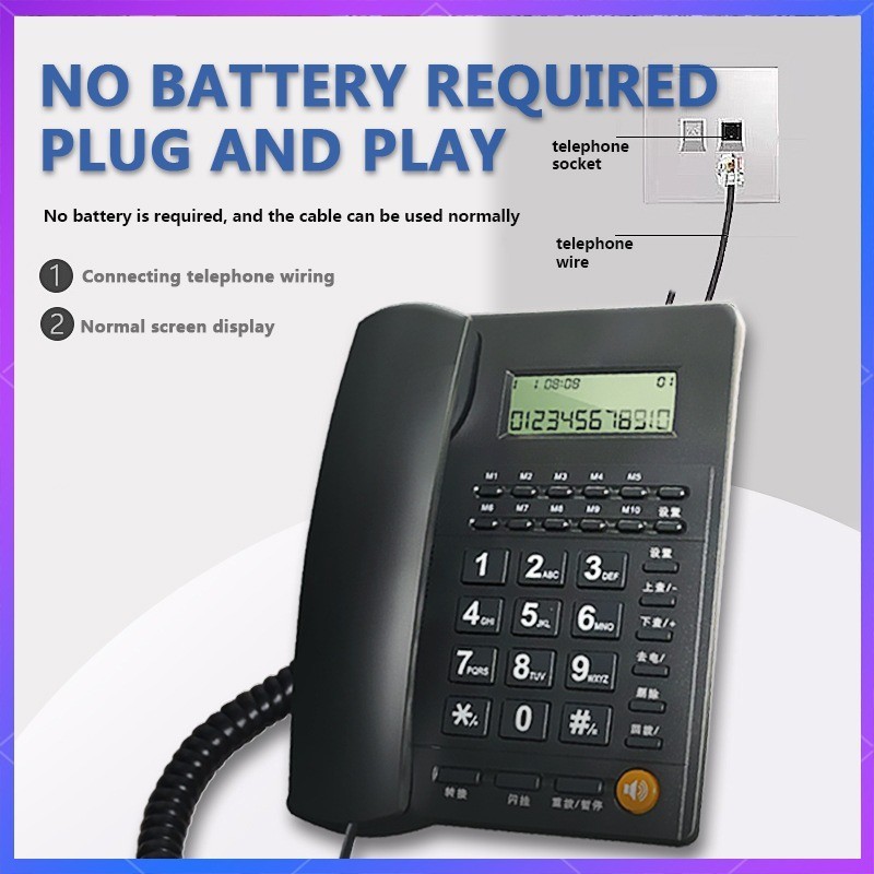 LCD Corded Caller ID Telephone with Speaker Home Office Wired Landline ...