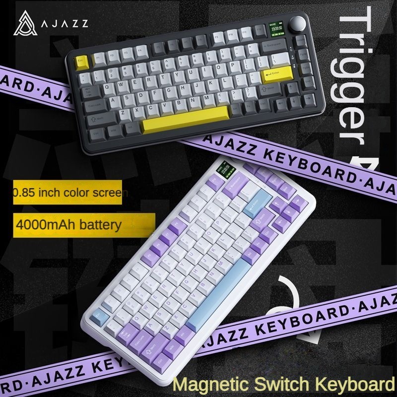 AJAZZ AK820MAX Magnetic Switch Rapid Trigger Keyboard Mechanical Keyboard Three-mode TFT Color ...