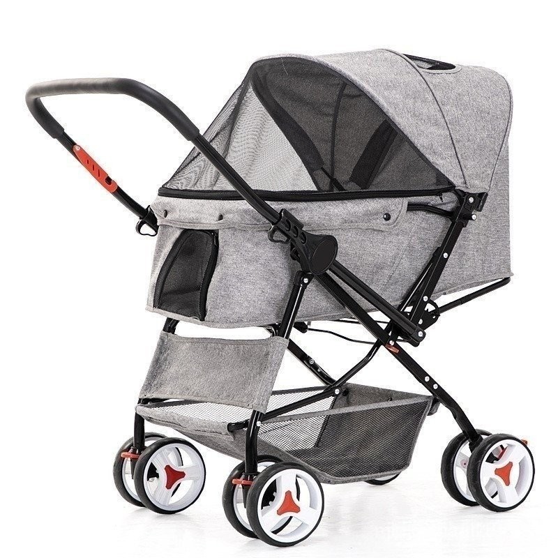 Pet Stroller Dog Outing Trolley Cat Stroller One-Button Folding Quick ...
