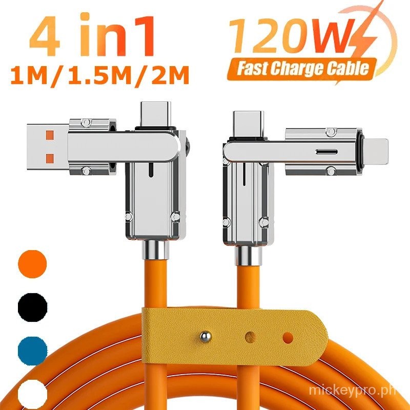 1M/1.5M/2M 4 In 1 120W USB Type C To Type C IOS Cable 3 IN 1 PD 100W ...