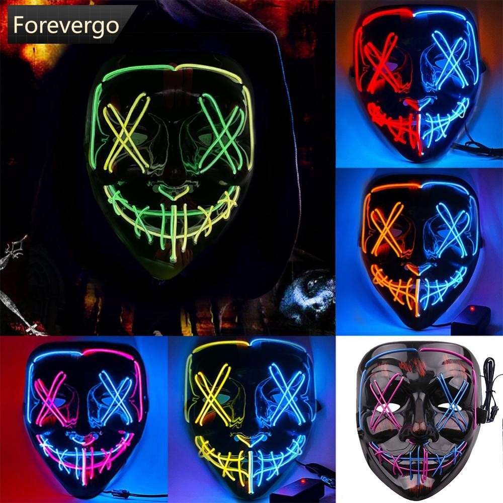 FOREVERGO LED Halloween Glowing Mask Led Mask Party Masquerade Neon ...